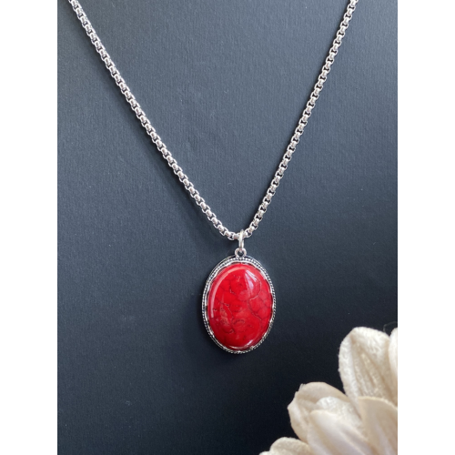 Howliet rood ovaal kwarts edelsteen